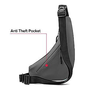 Small Sling Shoulder Crossbody Bag Men Women, Lightweight Anti-theft One Strap Casual Chest Bag Slim Backpack for Outdoor Walking Trip Hiking Biking Grey