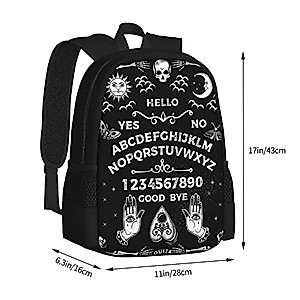 UIACOM Casual Vintage Skeleton Magic Ouija Board Sun Moon Backpack Big Capacity Multipurpose Bookbag Backpack - Spirit Witch Board Black Gothic Goth Occult, Boys Girls Gift, Travel Hiking Rucksack