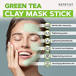 ESTETIST Green Tea Clay Mask Stick Set Purifying Face Mask Replenishing Moisture Deep Pore Cleanser Blackhead Remover Oil Control Skin Detoxifying Anti-Acne Treatment for All Skin Types Pack of 3