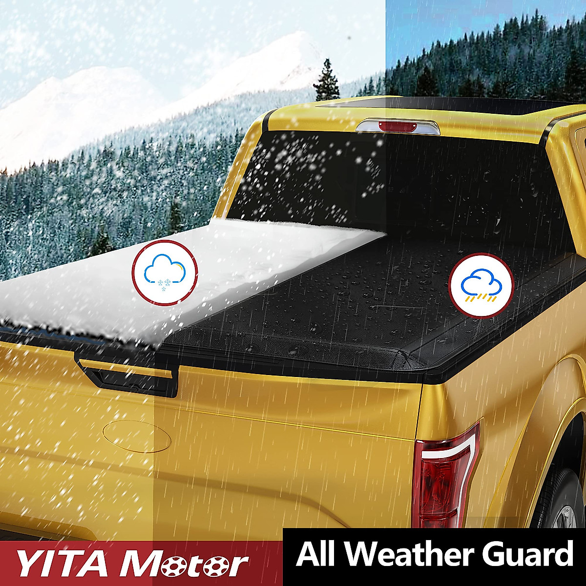 YITAMOTOR Soft Quad Fold Truck Bed Tonneau Cover Compatible with 2009-2014 Ford F150 F-150, Styleside 6.5 ft Bed