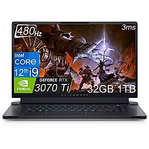Alienware X17 R2 Gaming Laptop (17.3" 480Hz FHD, NVIDIA GeForce RTX 3070 Ti 8GB, 32GB DDR5 RAM, 1TB SSD, Intel 12th Gen Core i9-12900H) RGB Backlit Keyboard, WiFi 6E, Thunderbolt 4, Win 11 Home