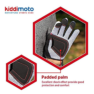Kiddimoto Kids Cycling Gloves| Anti-Slip Kids Bike Gloves for Boys and Girls| Full Finger Kids Mountain Bike Gloves for BMX, MTB Riding, Gymnastics, Scooters, Skateboard, Rollerblade.