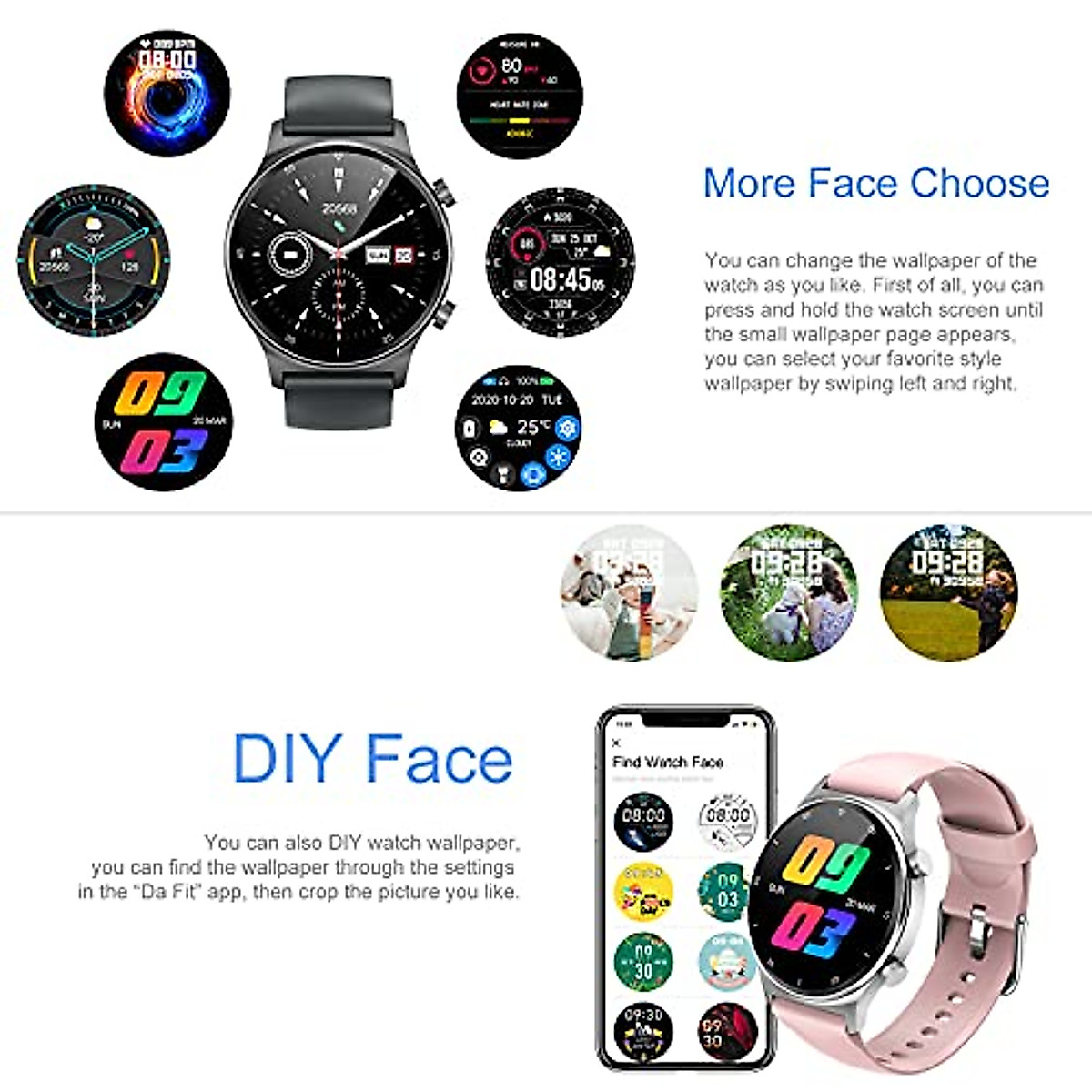 Kimnix Smart Watch, Smartwatch for Men Women IP68 Waterproof Activity Tracker,1.32HD Full Touch Screen Heart Rate Monitor Pedometer Sleep Monitor for Android iOS Phones…