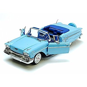 MOTORMAX 73267 1958 58 CHEVY IMPALA CONVERTIBLE 1/24 DIECAST BLUE ,#G14E6GE4R-GE 4-TEW6W207188