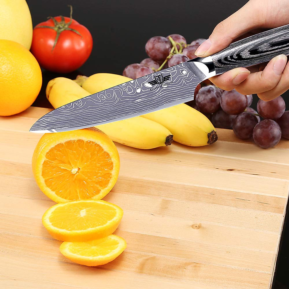 Utility Knife, Petty Knife, 5 Inch High Carbon German Steel Blade with Comfortable Ergonomic Handle, Anti Rust and Wear Resistant, Suitable for Restaurant and Home Kitchen-Kitchen Emperor