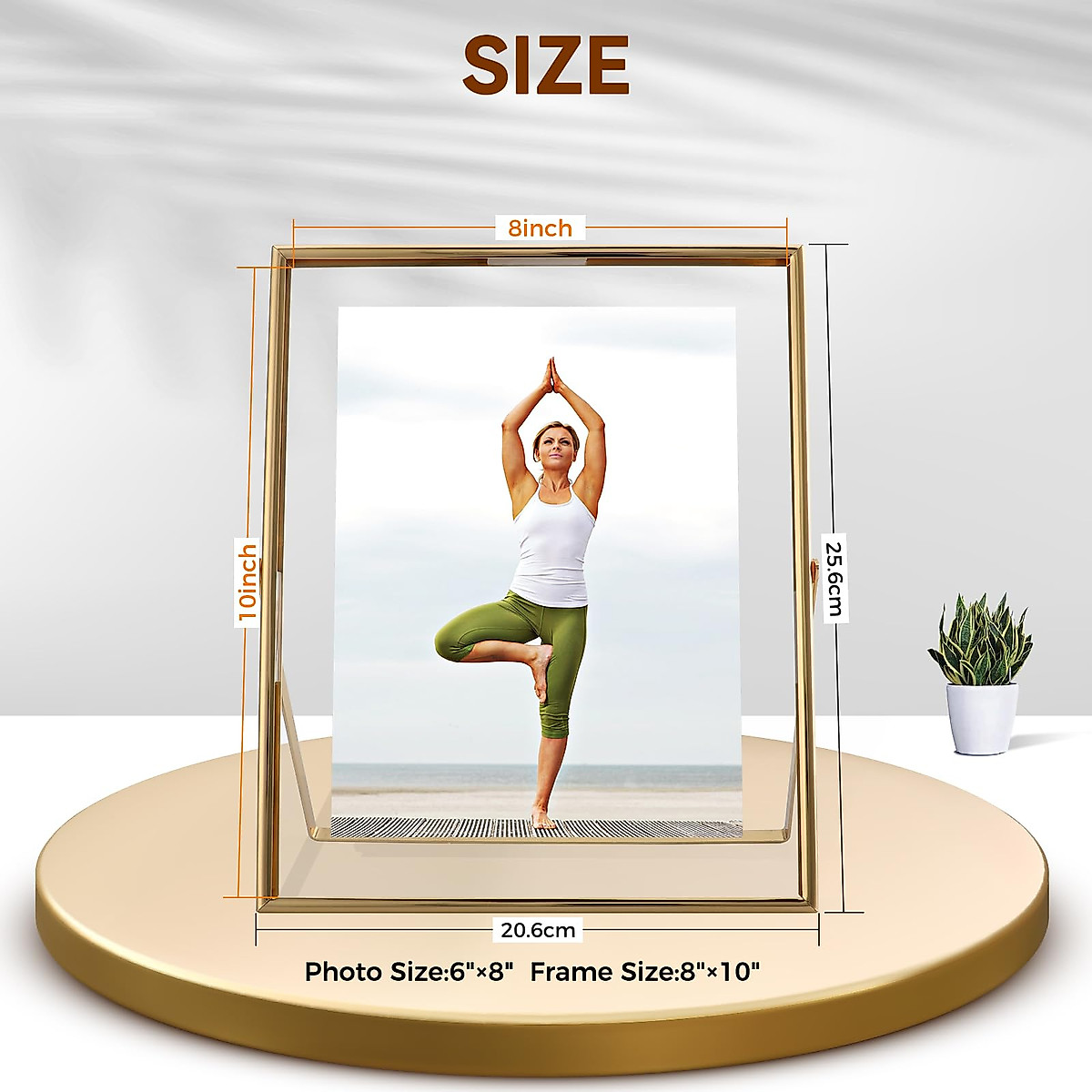 AhaGo Gold Floating Frame (8"×10", 2 Set), For Picture 7x9, 6x8, 5x7, Tabletop Shelf Photo Frames, Classy for Mother's Day, Wedding or Birthday