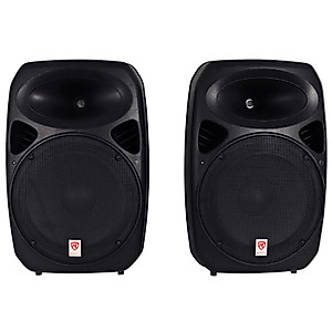 Rockville RPG152K 15" Powered Speakers w/Bluetooth+Dual UHF Wireless Mics+Stands