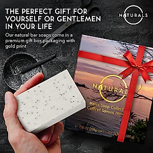 O Naturals 7.76 oz (3PC) Exfoliating Soap Bar Cedarwood - Heavy Grit Mens Soap - All Natural Exfoliation Bar Soap for Men - Apricot Kernels Bar Soap - Face Soap Bar - Moisturizing Mens Face Bar Soap