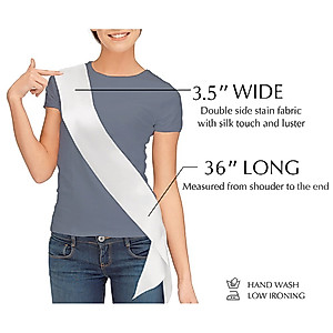 TREORSI Blank Satin Sash, Plain Sash, Party Decorations, Make Your Own Sash (2 Pack, White)
