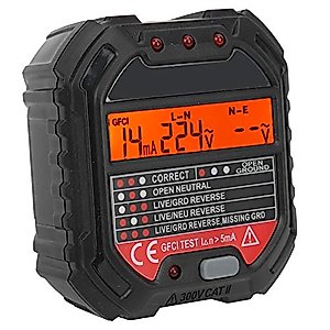 HT107B Socket Tester, US 90-250V Plug Breaker Finder with LCD Display Frequency Test Electric Circuit Detector