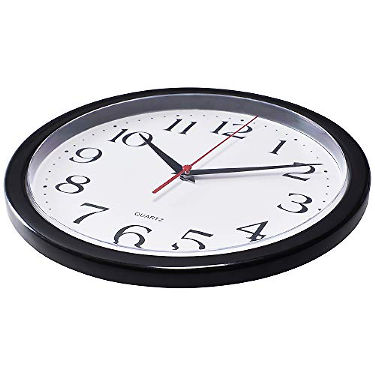 Bernhard Products Black Wall Clock Silent Non Ticking 10 Inch Quality Quartz Battery Operated Round Easy to Read Home/Office/Kitchen/Classroom/School Clock Sweep Movement