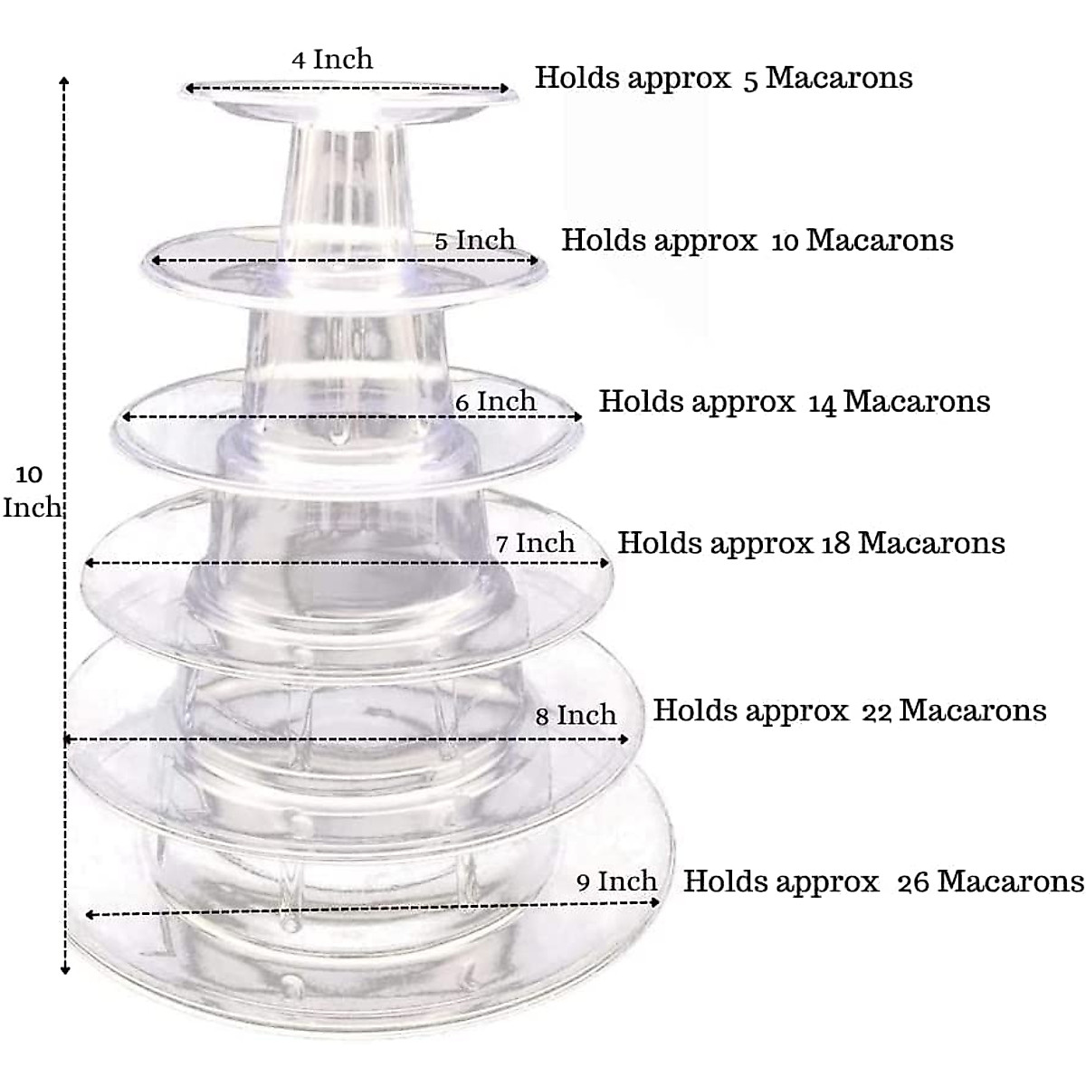 Candora 6-layer Round Macaron Tower Cake Stand Macaron Display Rack for Wedding Birthday Dessert Stand Cake Plate