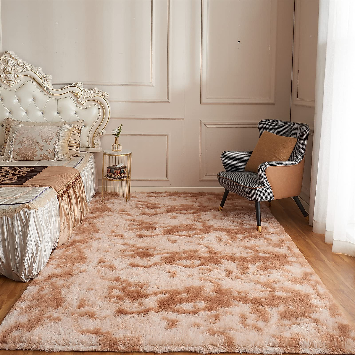 Arbosofe Area Rugs for Living Room Bedroom, 8X10 ft Beige Fluffy Fuzzy Shag Small Carpet Soft Plush Furry Clearance Rug, Cute Rugs for Nursery, Playroom, Kids and Girls Room