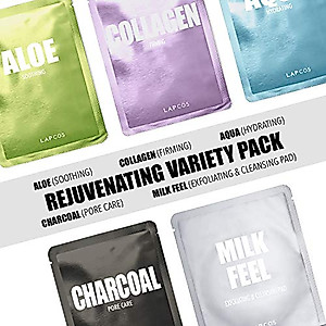 LAPCOS Rejuvenating Sheet Mask Variety Set, Korean Facial Sheet Masks, Moisturizing & Restorative Skincare, 5-Pack