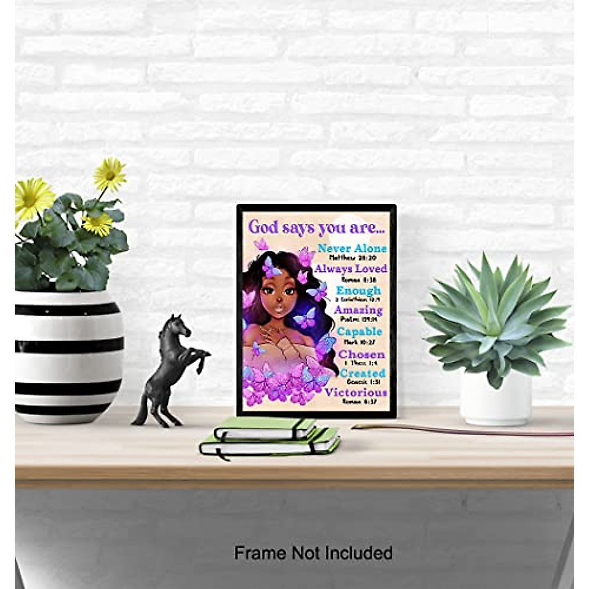 African Americans Wall Art & Decor - God Says You Are - Afro Black Art - Black women Poster - Pink Black Girl Magic - Inspiration Motivation spiritual Religious Christian Scripture - Teen Bedroom