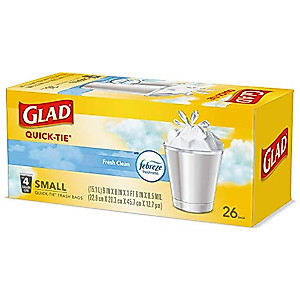 GLAD Small Trash Bags - 4 Gallon Trash Bag for Waste Basket, Gain Fresh Clean Scent, 26 Count (Pack of 6)