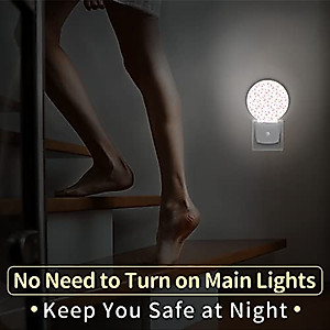 KOBLEN Night Lights Plug Into Wall Dusk to Dawn with Light Sensors Allay Home Round Led Night Light for Adults Bedroom Bathroom 2 Pack