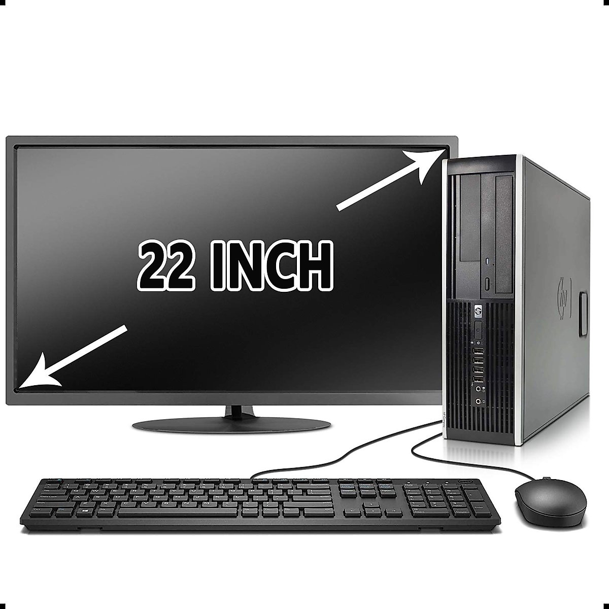 HP Elite Desktop Computer - Windows 10 Pro, Intel Quad Core i5 3.2GHz, 8GB RAM, 500GB HDD, 22 LCD Monitor, Keyboard, Mouse, WiFi, Compatible with Microsoft Authorized Refurbished PC (Renewed)