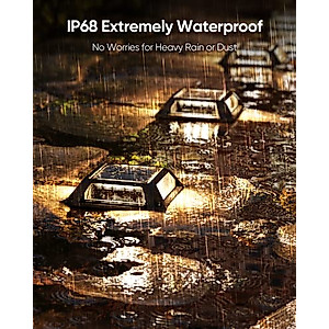 JACKYLED 8-Pack Solar Deck Lights Solar Powered Dock Lights IP68 Waterproof Outdoor LED Driveway Marker Lights Step Lighting for Garden Sidewalk Pathway Runway Yard (Warm White)