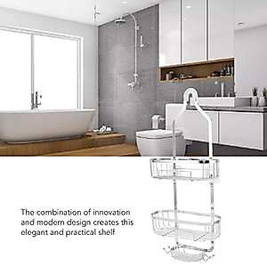 HUAOSN Shower Caddy, Metal Shower Shelf Wall Mounted Bathroom Shelves, 2 Layer Bathroom Wall Storage Basket, No Drilling, Bathroom Shelves Toilet Accessories(Plating)