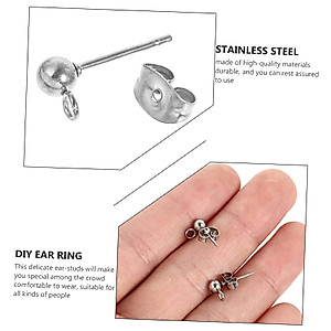 TEHAUX DIY Earrings Set 40pcs Round Bead Ear Studs Stainless Steel Jewelry Pierced Earing Studs for Women Men