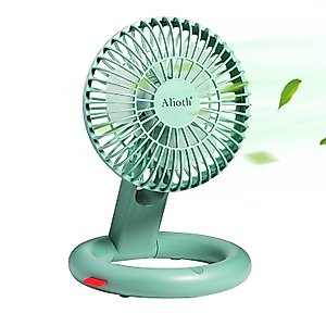 Alioth Portable Desk Fan, Personal Fan,Foldable and Rechargeable, 3 Speeds Super Quiet Battery Operated Fan for Office, Home, Outdoor (White)