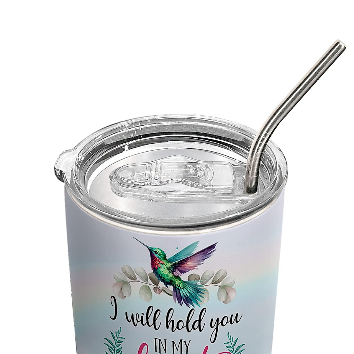 20oz Faith Hummingbird Tumbler, Memorial Heaven Stairway Hold You in my Heart, Coffee Thermos for Women, Stainless Steel Double Wall Vacuum Insulated Coffee Mug, Travel Cup with Lid