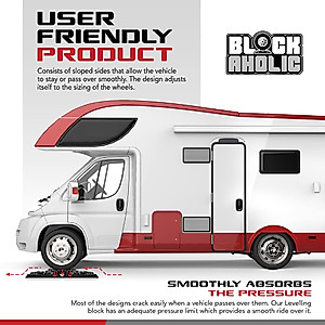 Blockaholic RV Leveling Blocks - 10 Pack of Leveling Blocks with Built-in Ramps and Carrying Strap - Lift Your RV up to 4 Inches with Fast Snap Blocks - Trailer Leveling Made Easy