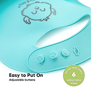 2-Pack Baby Silicone Bibs, Waterproof, Easy Wipe Silicone Bib for Babies, Toddlers, Baby Feeding Bibs with Large Food Catcher Pocket, Travel Bibs for Baby Girl, Boy, Food Grade BPA Free (Cloud Nine)