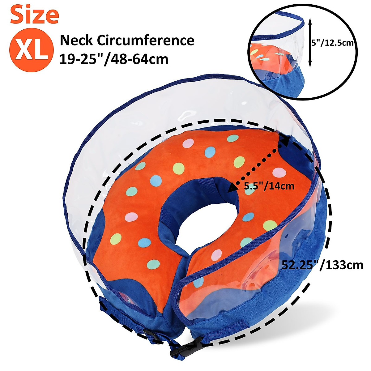 Crazy Felix Inflatable Dog Cone for Medium, Large, Small Dogs, Donut Cones for Dogs to Stop Licking and Scratching, Soft Dog Recovery Cone Collar After Surgery with Anti Licking Baffle(Blue, XL)