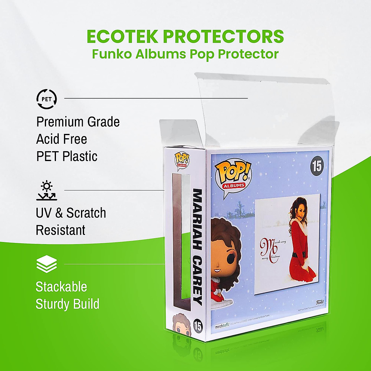 EcoTEK Protectors Albums Funko Pop Protector with Locking Tab - Crystal Clear, Heavy Duty, Acid-Free Storage Box and Display Case with Film, 0.45mm Thickness (2 pcs)