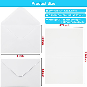 56 Pack Blank Cards and Envelopes 4x6, White Blank Note Cards Greeting Cards and Envelopes Set, Folded Cardstock with Envelopes for DIY Greeting Cards, Thank You Cards, Invitations in All Occasions