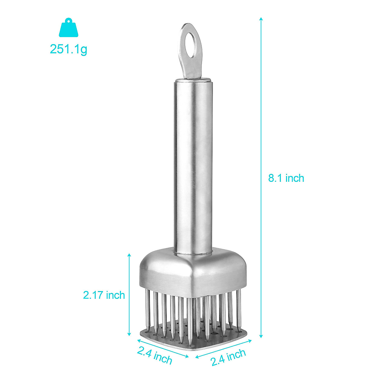 Aliglow 304 Stainless Steel Meat Tenderizer Needle Meat Hammer Mallet Tool Pounder For Tenderizing and Pounding Steak, Beef Pork Chicken BBQ And Poultry