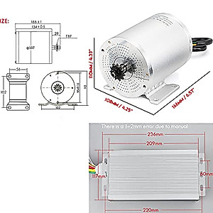 High Speed Brushless DC Motor Kits 2000W 60V Electric Gokart Motor 4250RPM Rated Mid Motors with Controller Pedal Throttle for E-Scooter E-Bike Dirt Bike Motorcycle