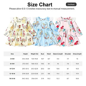 Disney Princess Dresses for Baby Girls Floral Ruffled Long-Sleeve Playwear Dress, Yellow, 6-9 Months