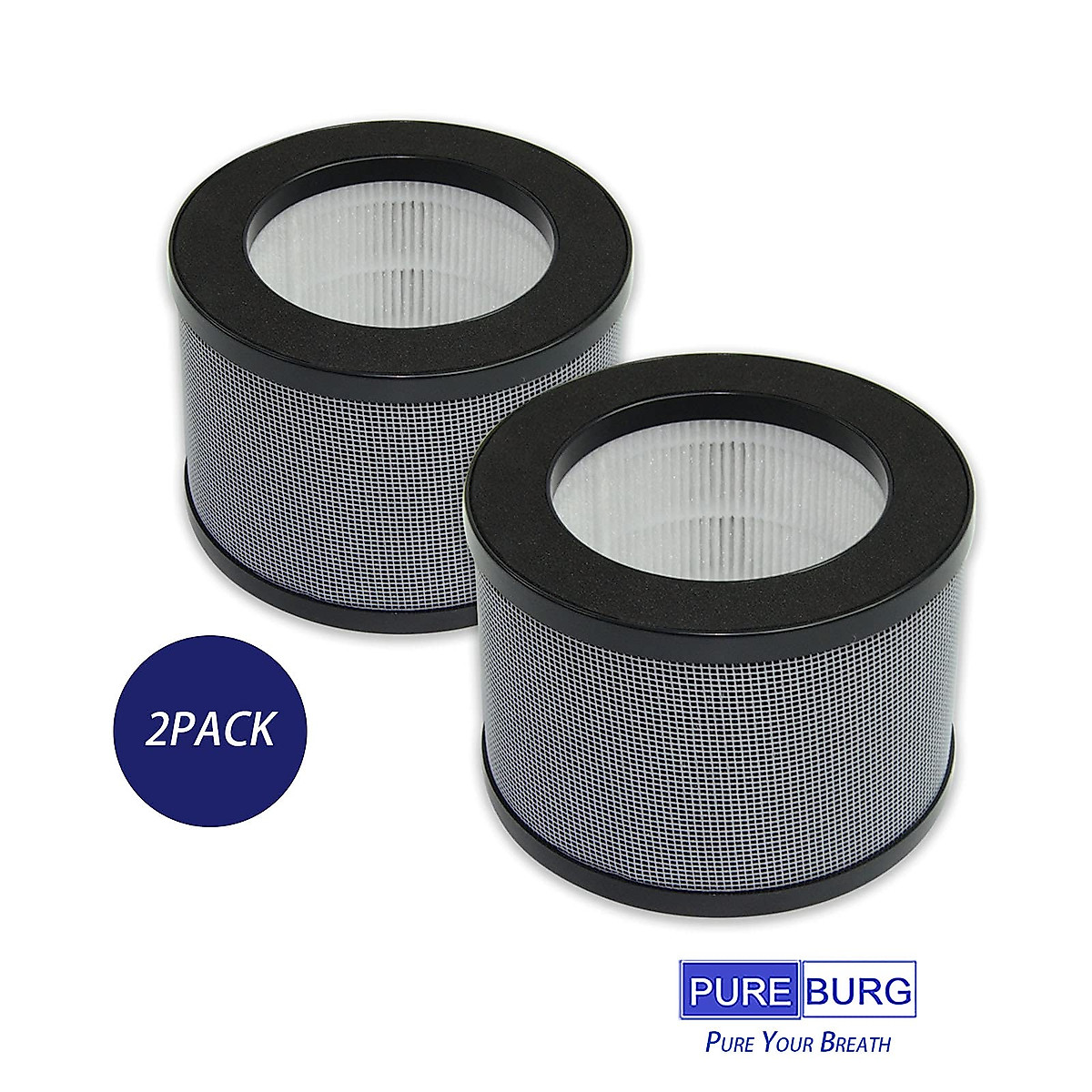 PUREBURG 2-Pack Replacement HEPA Filter Compatible with ToLife TZ-K1 Elechomes EPI081 EP1081 FreAire KN-6391RGB & AROEVE MK01 MK06 Kloudi DH-JH01 POMORON MJ001H Air Purifiers