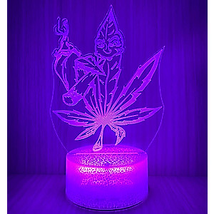 Yooce 420 Leaf 3D LED Table Lamp Night Light Optical Visual Illusion Home Decor Lighting
