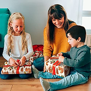 CENTRAL 23 Fall Wrapping Paper - Squirrels - Acorns - Wrapping Paper Baby Shower - 6 Sheets Eco Gift Wrap - Comes With Fun Stickers - Recyclable