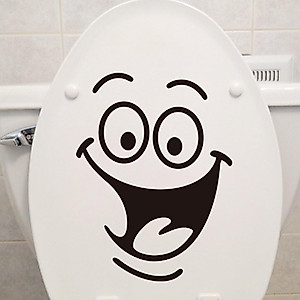 POPIGIST 3pcs Combo Washroom Room WC Toilet Seat Stickers Put ME Down Monster Smiley Face Wall Art Decal Sticker Funny Kids Potty Training