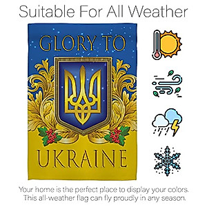 Ukraine Flag Glory to Ukraine Garden Flag Set Wood Dowel Support Cause Stand with Ukrainian House Decoration Banner Small Yard Gift Double-Sided, Made in USA