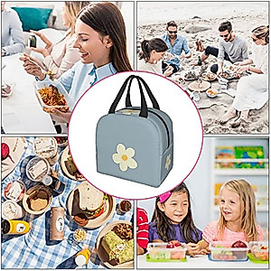 Ucsaxue Insulated Lunch Bag Women Men, Reusable Tote Lunch Box, Leakproof Cooler Lunch Bags for Work Office Travel Picnic, Cute White Flower Daisy