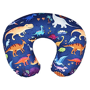 Dinosaur Baby Car Seat Canopy and Nursing Pillow Cover 2 Pack Set for Boys and Girls