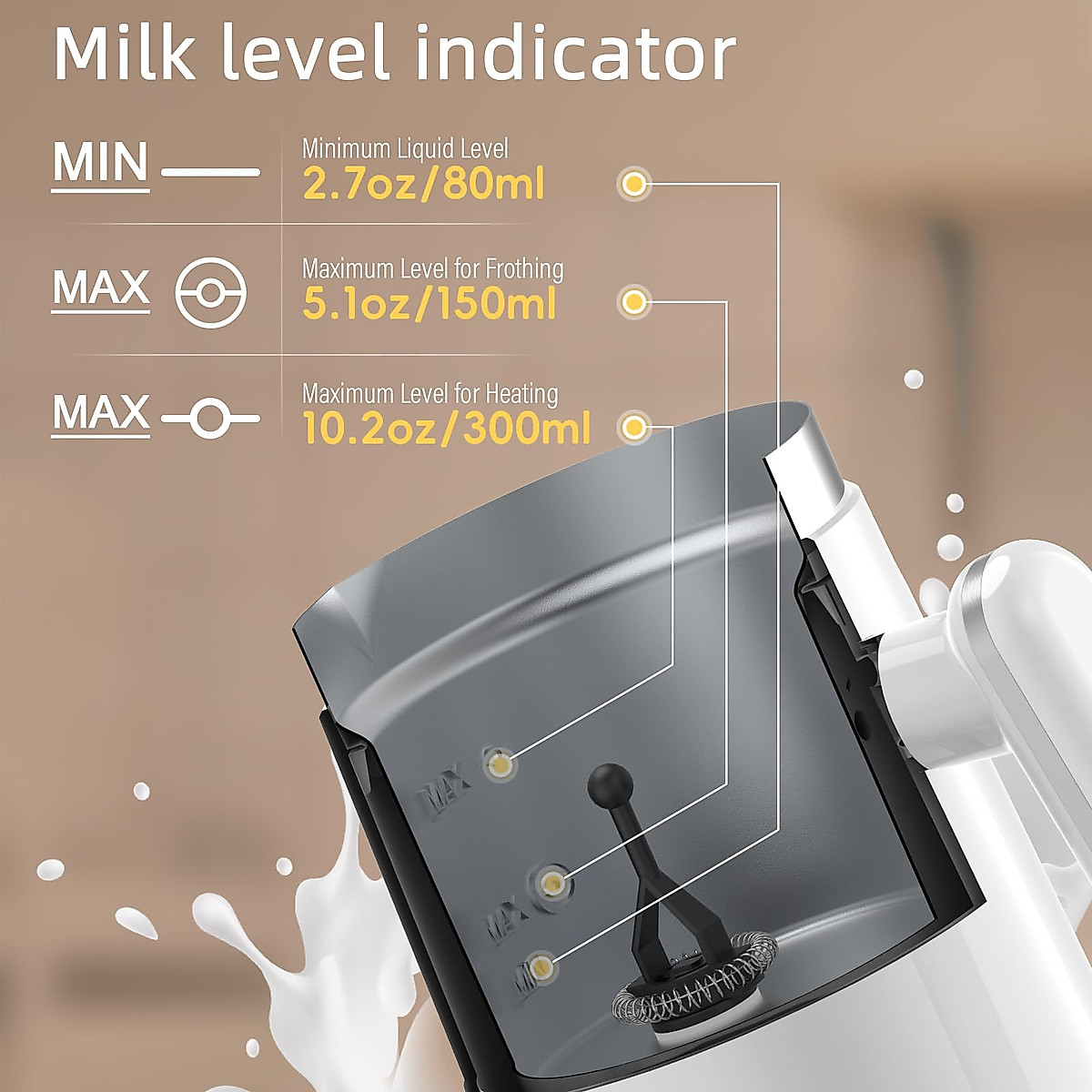 BioloMix Electric Milk Frother 4 in 1 Automatic Hot and Cold Milk Frother Warmer for Milk Latte Foam Maker Hot Chocolates Cappuccino (White)