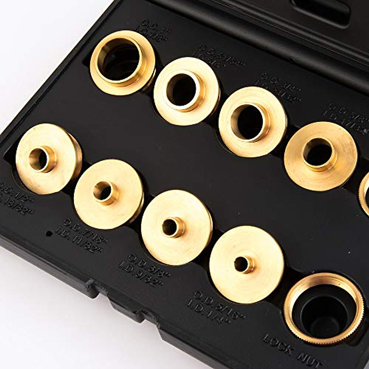 O'SKOOL 10 pcs Brass Router Template Bushing Guides Sets Fit Any Router Sub-base of the Porter Cable style