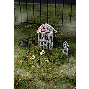 Fun Costumes 24 Piece Halloween Decoration Set, Spooky & Scary Home Decor Kit, Tombstones, Skeleton, Graveyard Prop & Bats