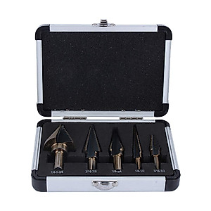 5 Pcs Step Drill Bits Set, Multiple Hole 50 High Steel Sizes Step Drill Bit Tool Set W/Aluminum Case