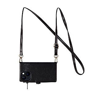 MInCYB Wallet Case Compatible with iPhone 13, Zipper Case with RFID Blocking Card Holder Slots, Magnetic Detachable Leather Flip Folio Cover. Crossbody Phone Case of iPhone 13. Black