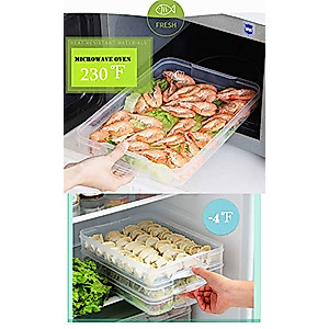 TIAN CHEN Refrigerator Organizer Bin, Plastic Food Storage Containers with Lid, 3-Layer, BPA free, Stackable Food Organizer Keeper for Snack, Vegetables, Meat, Fish, Bacon(green)