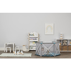 Regalo My Portable Play Yard Indoor and Outdoor, Washable, White/Gray/Teal, 6-Panel