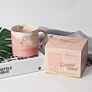 Funny 30th Birthday Gifts for Women - Turning 30 Year Old Birthday Bday Gift Ideas for Wife, Mom, Daughter, Sister, Aunt, Best Friends, Coworkers - Fabulous Pink Marble Mug, Ceramic 11.5oz Coffee Cup